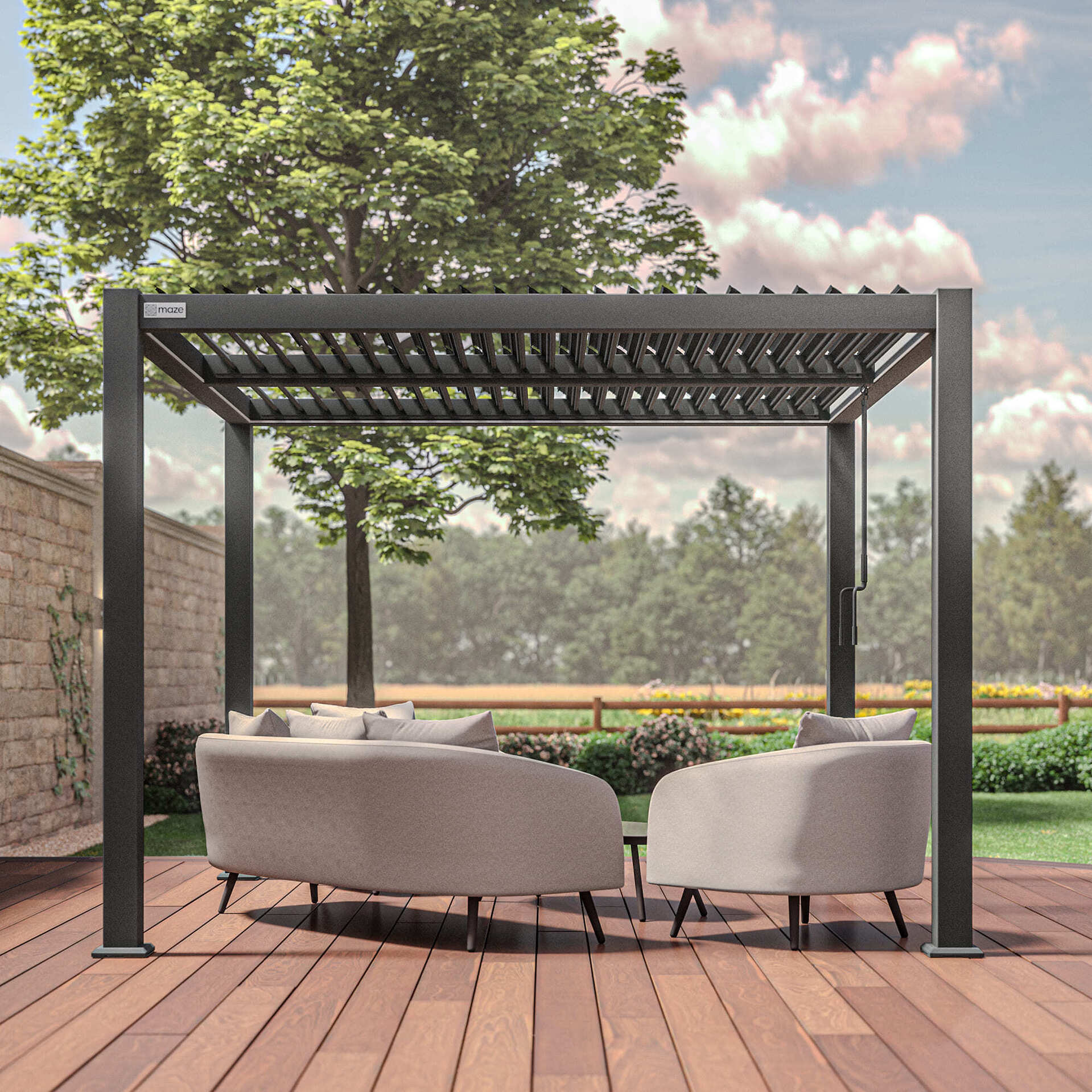 Maze - Como 4m x 4m Aluminium Metal Outdoor Garden Pergola - Grey ...