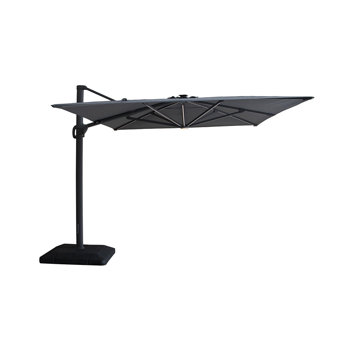 Helios 3m Round Rotating Cantilever Parasol with Base - Charcoal Grey ...