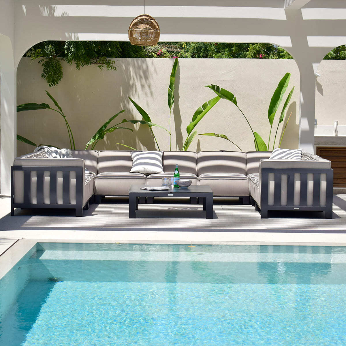 Maze - Outdoor Fabric Ibiza U Shape Sofa Set with Square Coffee Table ...