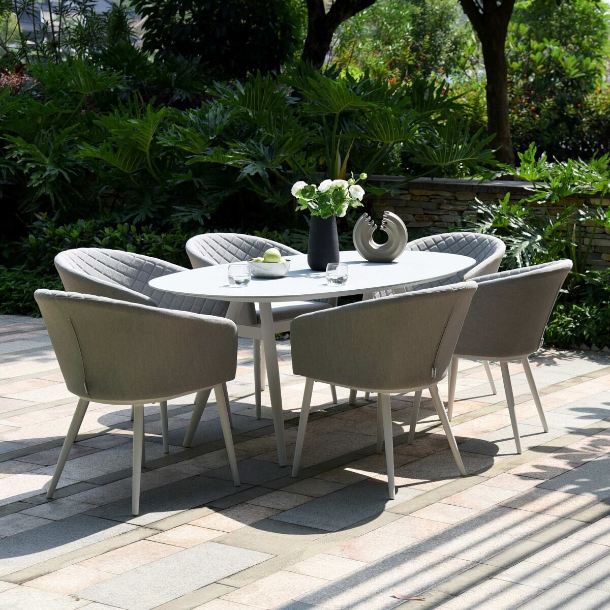 Maze - Outdoor Fabric Ambition 3 Seat Sofa Set with Oval Coffee Table ...