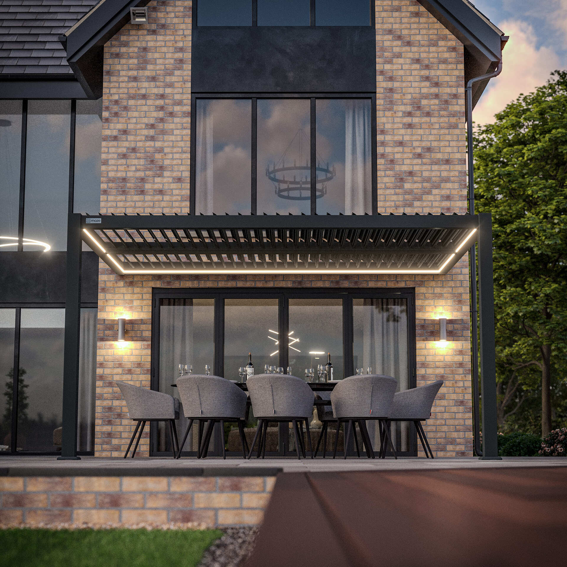 Maze - Como 7.8m x 4m Aluminium Metal Outdoor Garden Pergola - Grey ...