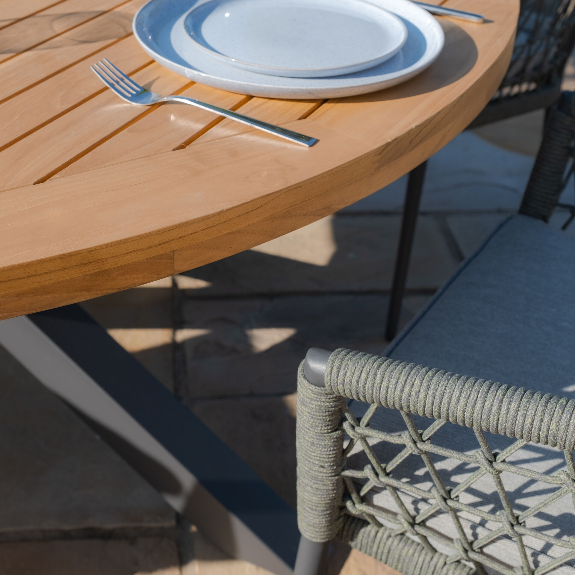 Maze - Monaco Rope Weave 6 Seat Oval Dining Set with Lazy Susan - Cool ...
