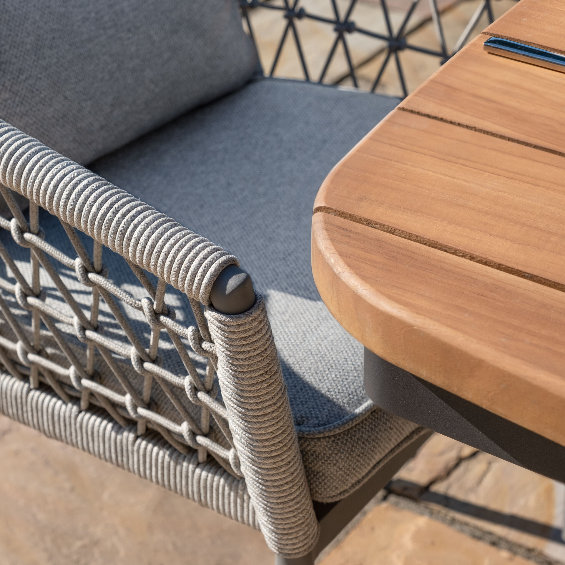 Maze - Monaco Rope Weave 6 Seat Oval Dining Set with Lazy Susan - Cool ...