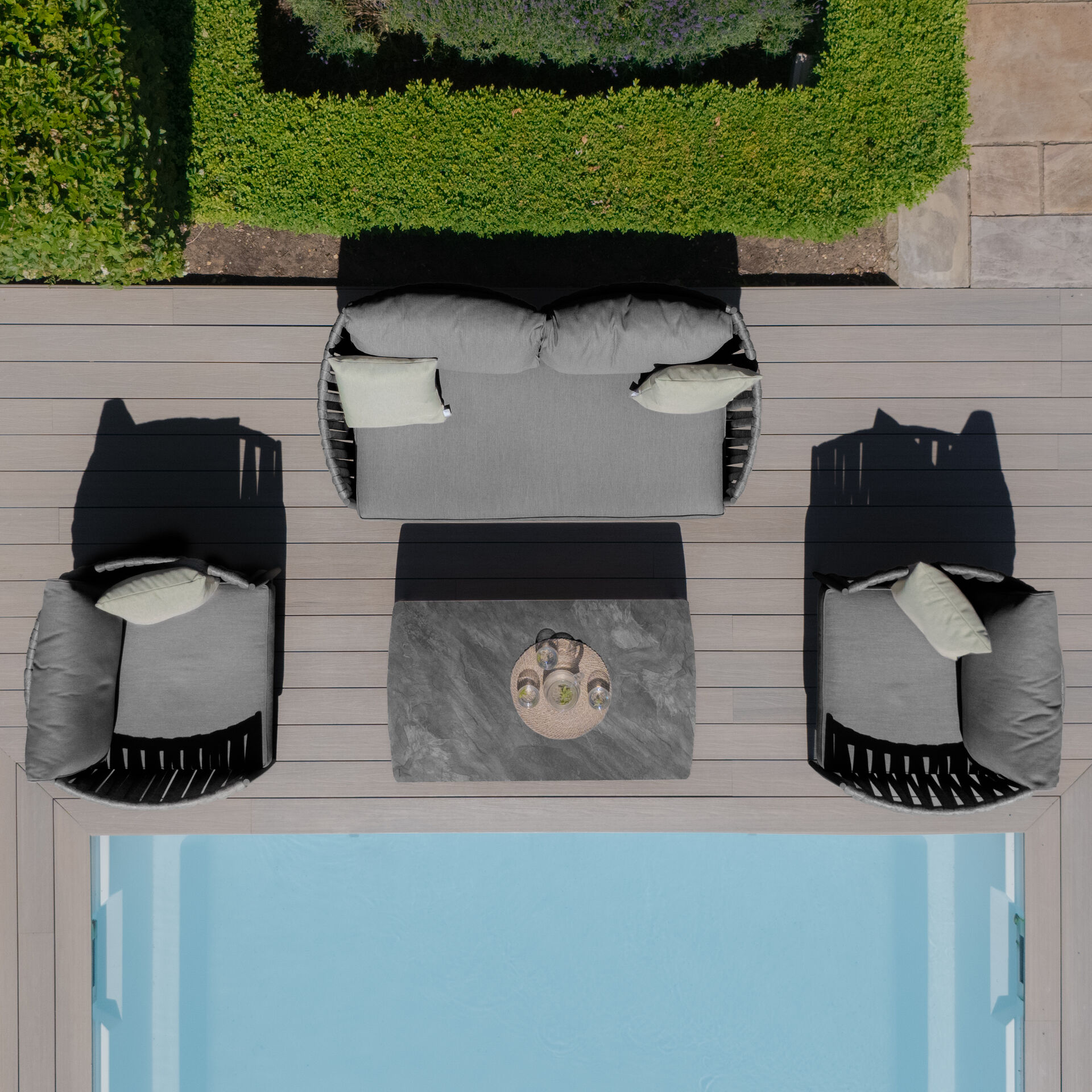 Maze - Milan Rope Weave 6 Seat Oval Dining Set with Lazy Susan - Cool ...