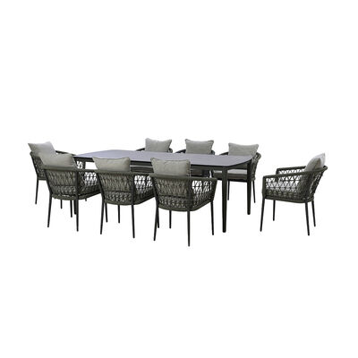 Maze - Monaco Rope Weave 8 Seat Rectangular Dining Set - Ivy Green ...