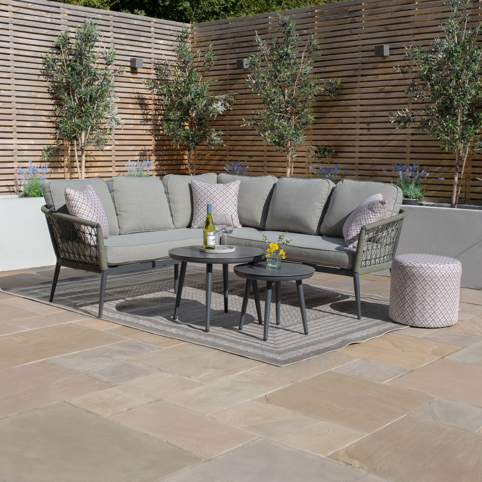 Maze - Monaco Rope Weave 6 Seat Oval Dining Set with Lazy Susan - Cool ...