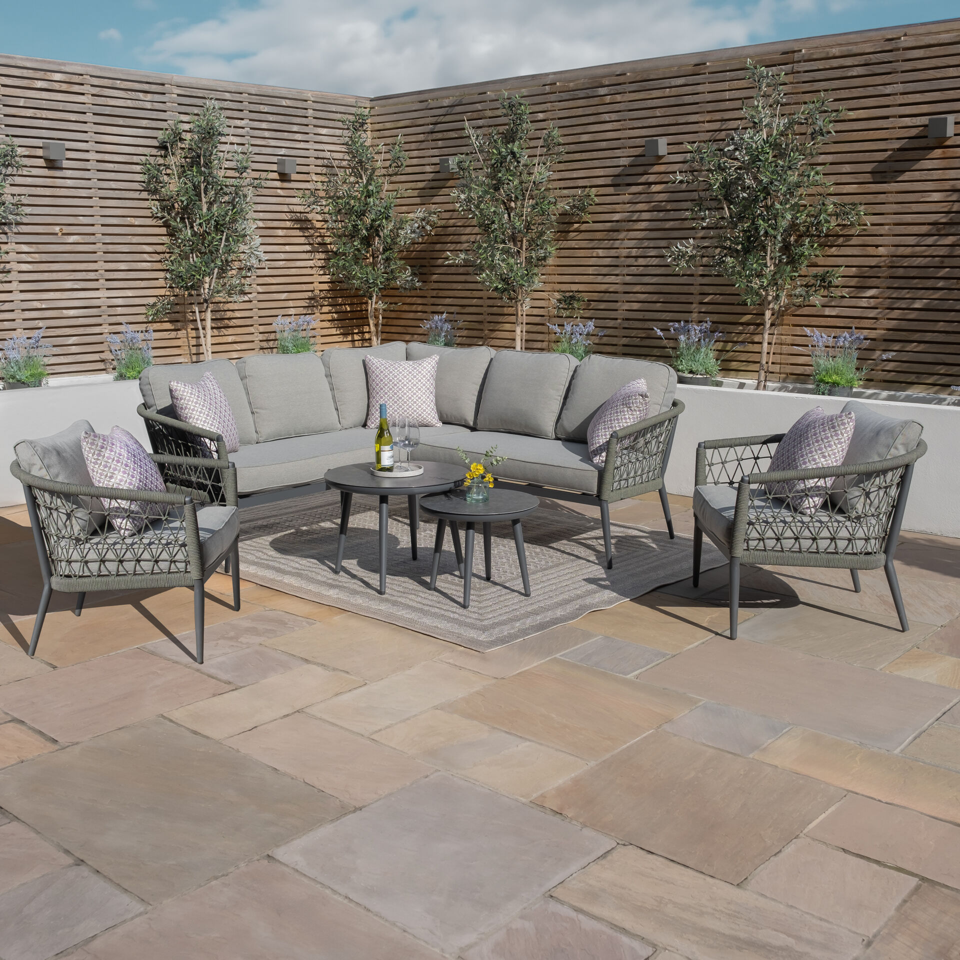 Maze - Monaco Rope Weave 6 Seat Oval Dining Set with Lazy Susan - Cool ...