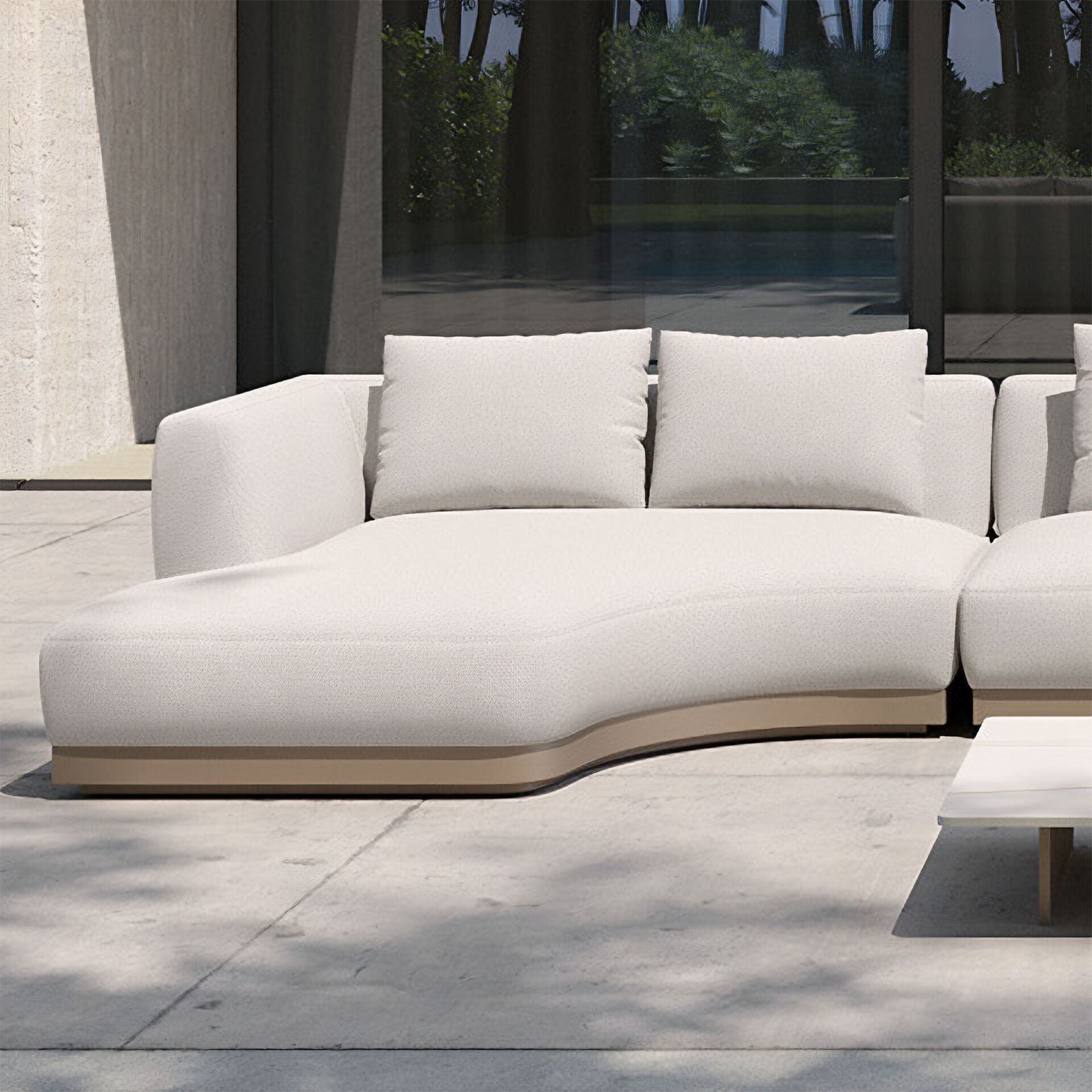 Maze - Outdoor Fabric Lyon Small U Shape Sofa Set - Pebble | Maze Living