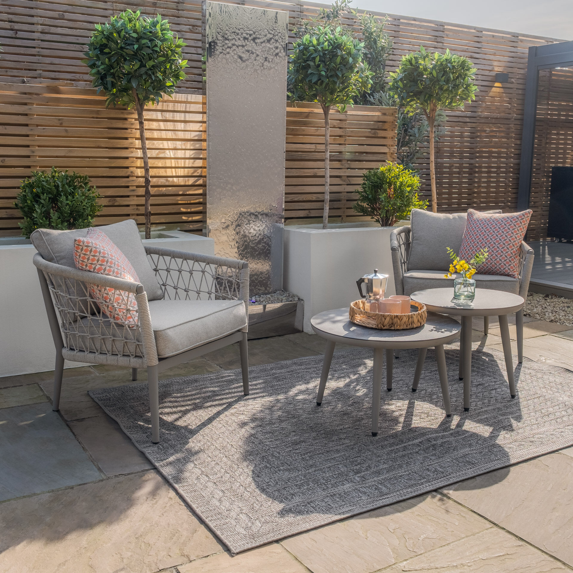 Maze - Monaco Rope Weave 6 Seat Oval Dining Set with Lazy Susan - Cool ...