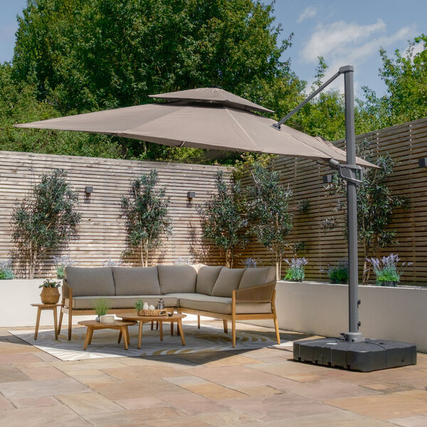 Maze - Apollo Solar LED 3m x 3m Square Rotating Cantilever Parasol with ...