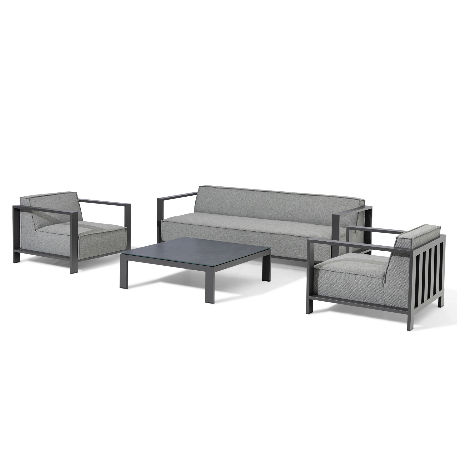 Maze - Outdoor Fabric Ibiza 3 Seat Sofa Set With Square Coffee Table ...