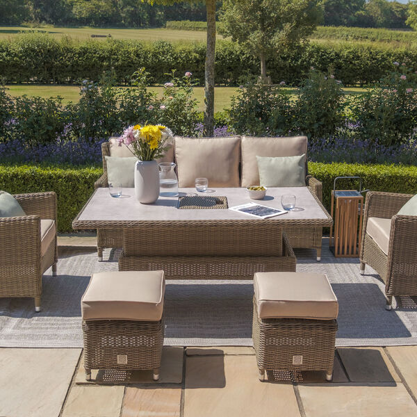 Maze - Winchester Sofa Rattan Dining Set with Ice Bucket & Rising Table ...