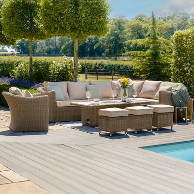 Maze - Winchester Deluxe Large Rattan Corner Dining Set with Rising ...