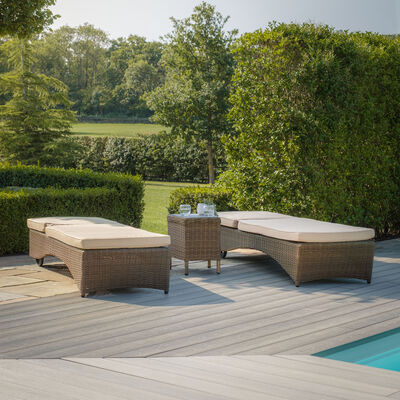 Maze - Winchester Rattan Sunlounger Set - Ceramic Glass | Maze Living