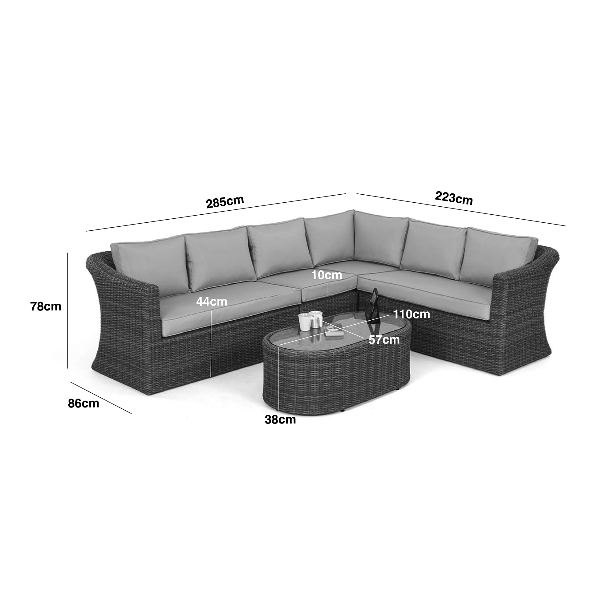 Maze - Winchester Large Rattan Corner Sofa Set - Ceramic Glass | Maze ...