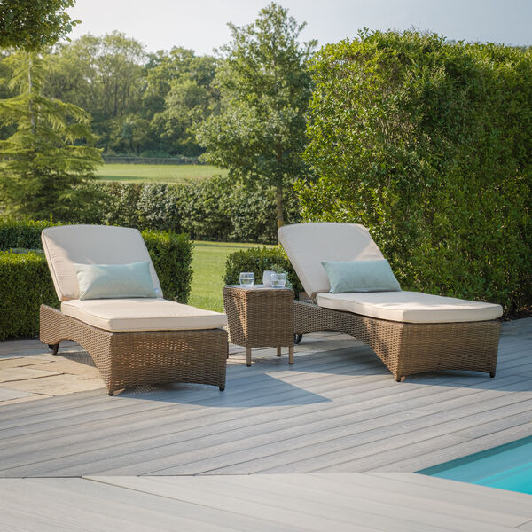 Maze - Winchester Rattan Sunlounger Set - Ceramic Glass | Maze Living
