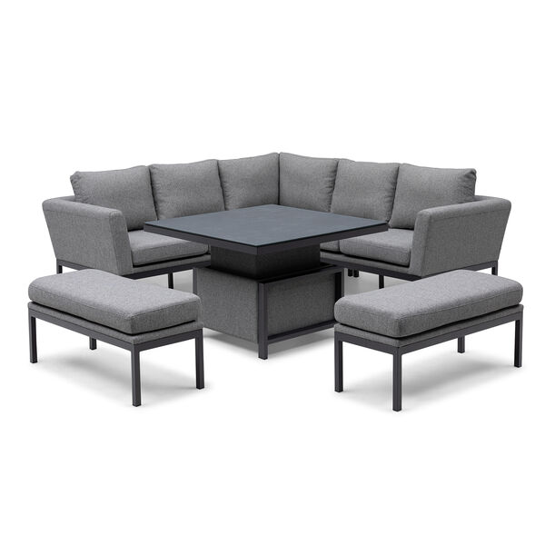 Maze - Outdoor Fabric Pulse Square Corner Dining Set with Rising Table ...