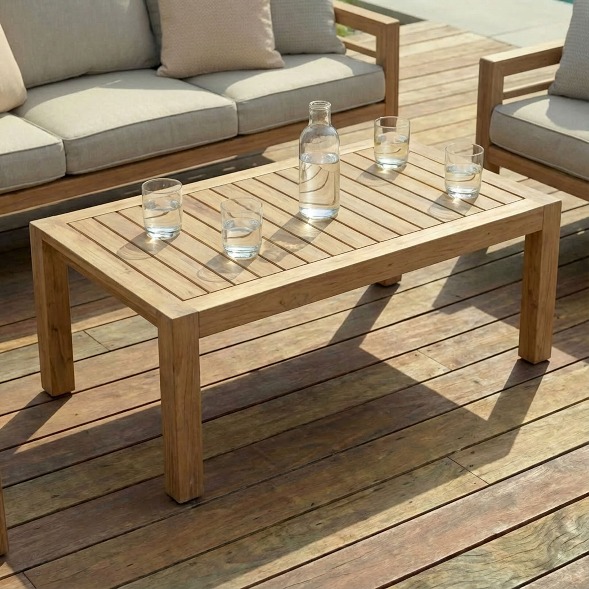 Maze - New York 3 Seat Wood Effect Aluminium Sofa Set - Almond | Maze ...