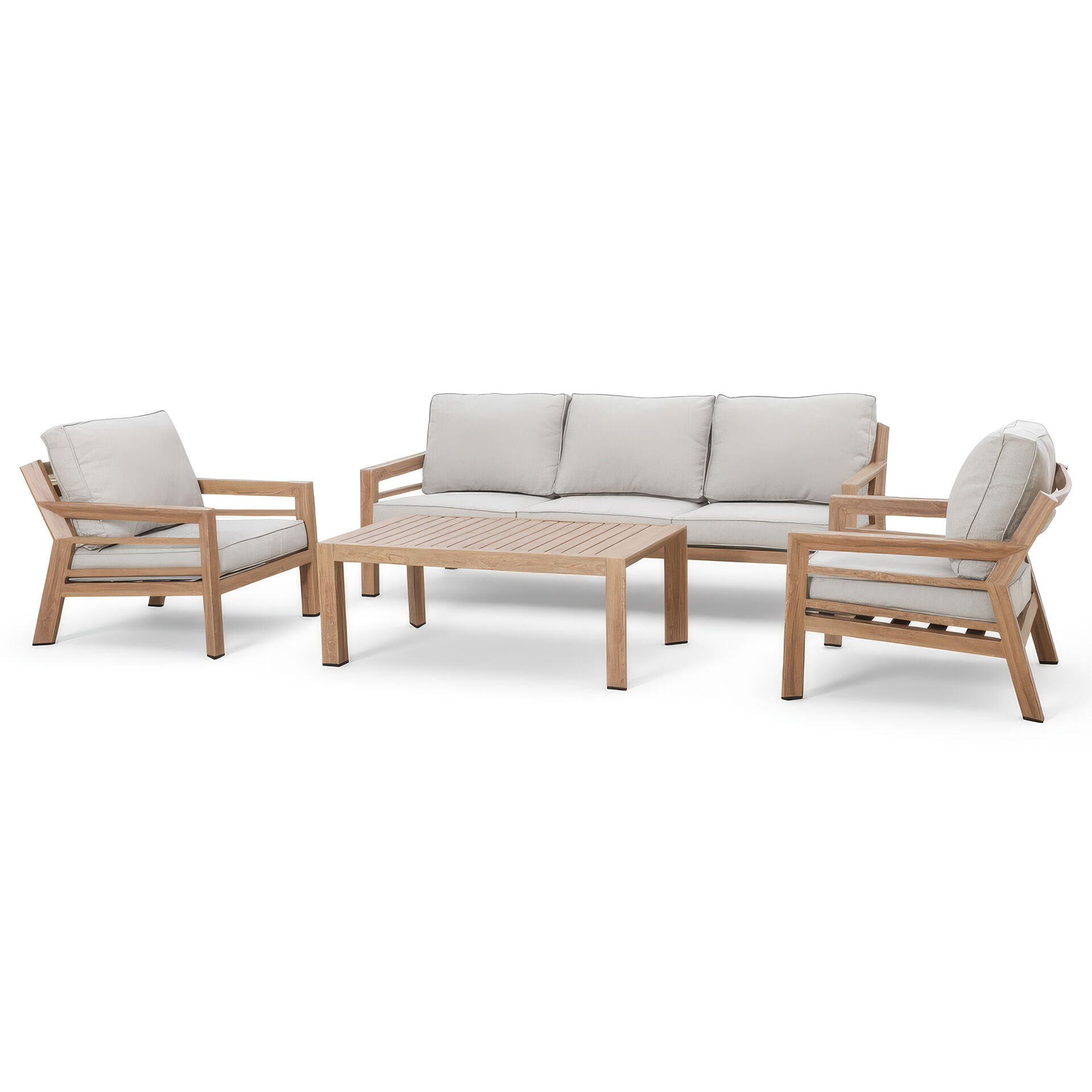 Maze - New York 3 Seat Wood Effect Aluminium Sofa Set - Almond | Maze ...