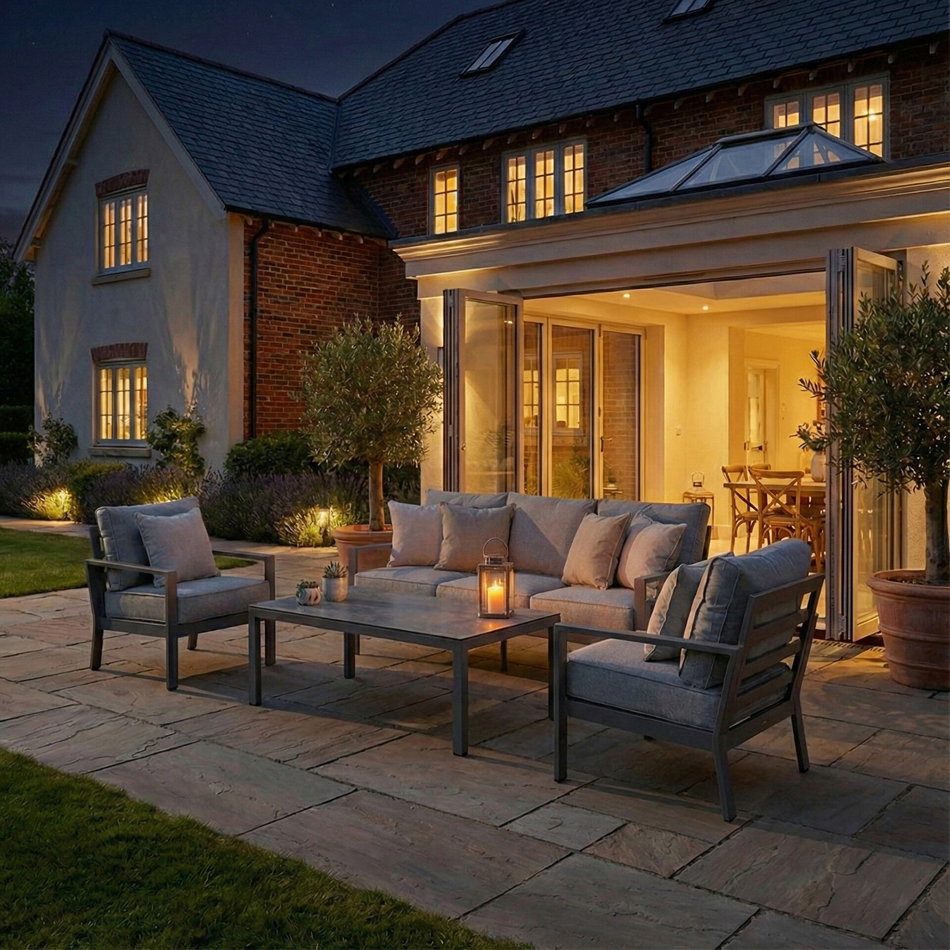 Maze - Montreal Aluminium 3 Seat Garden Sofa Set with Rectangular ...