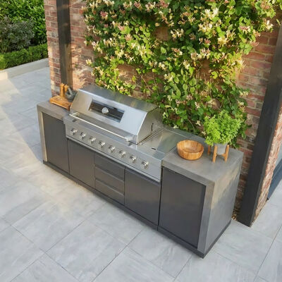 Maze - Ember Linear Outdoor Kitchen with 6 Burner Gas Grill & Storage ...