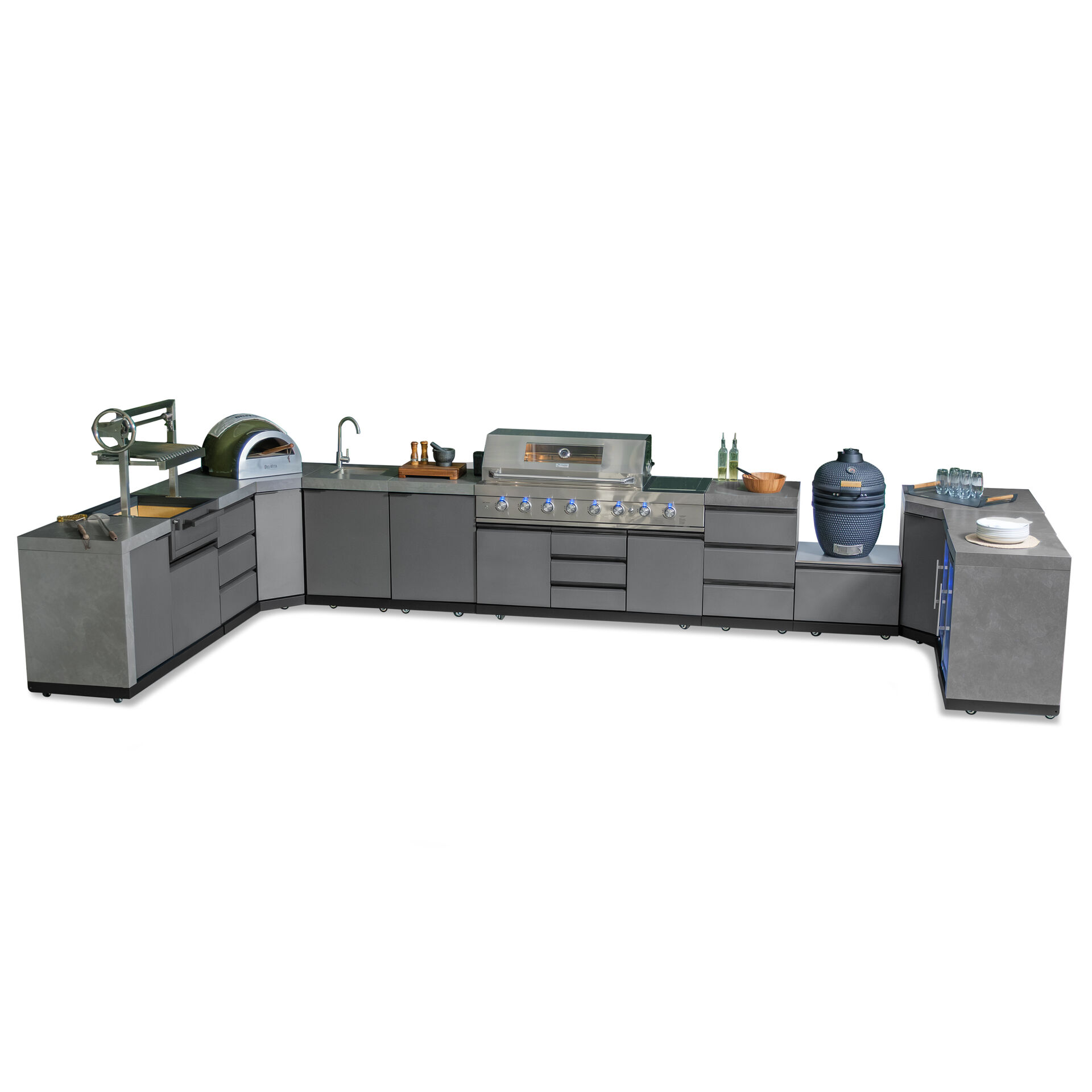 Maze - Ember Large U Shape Outdoor Kitchen Complete Set - Grey | Maze ...