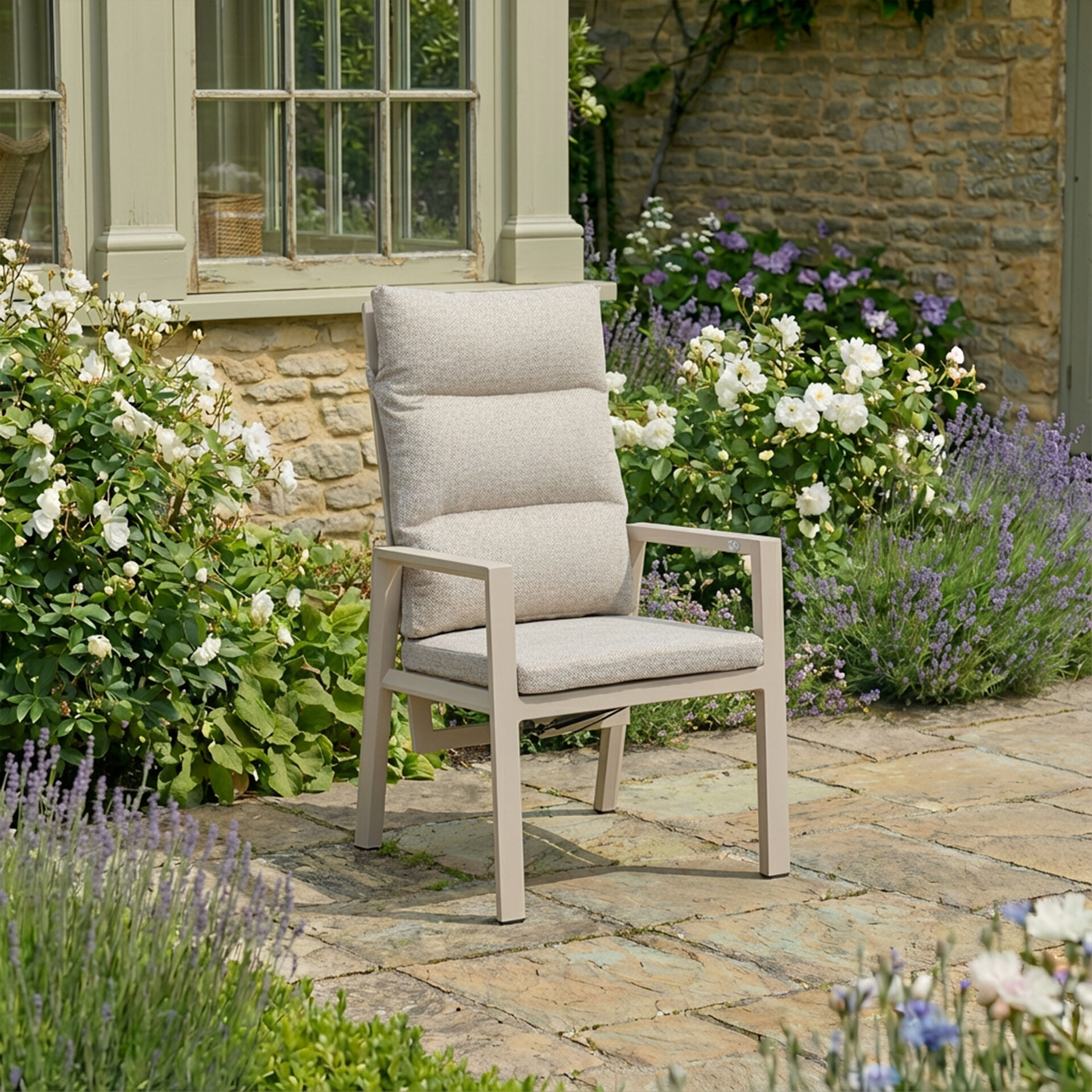 Maze - Pair of Valencia Reclining Aluminium Dining Chairs - Latte ...