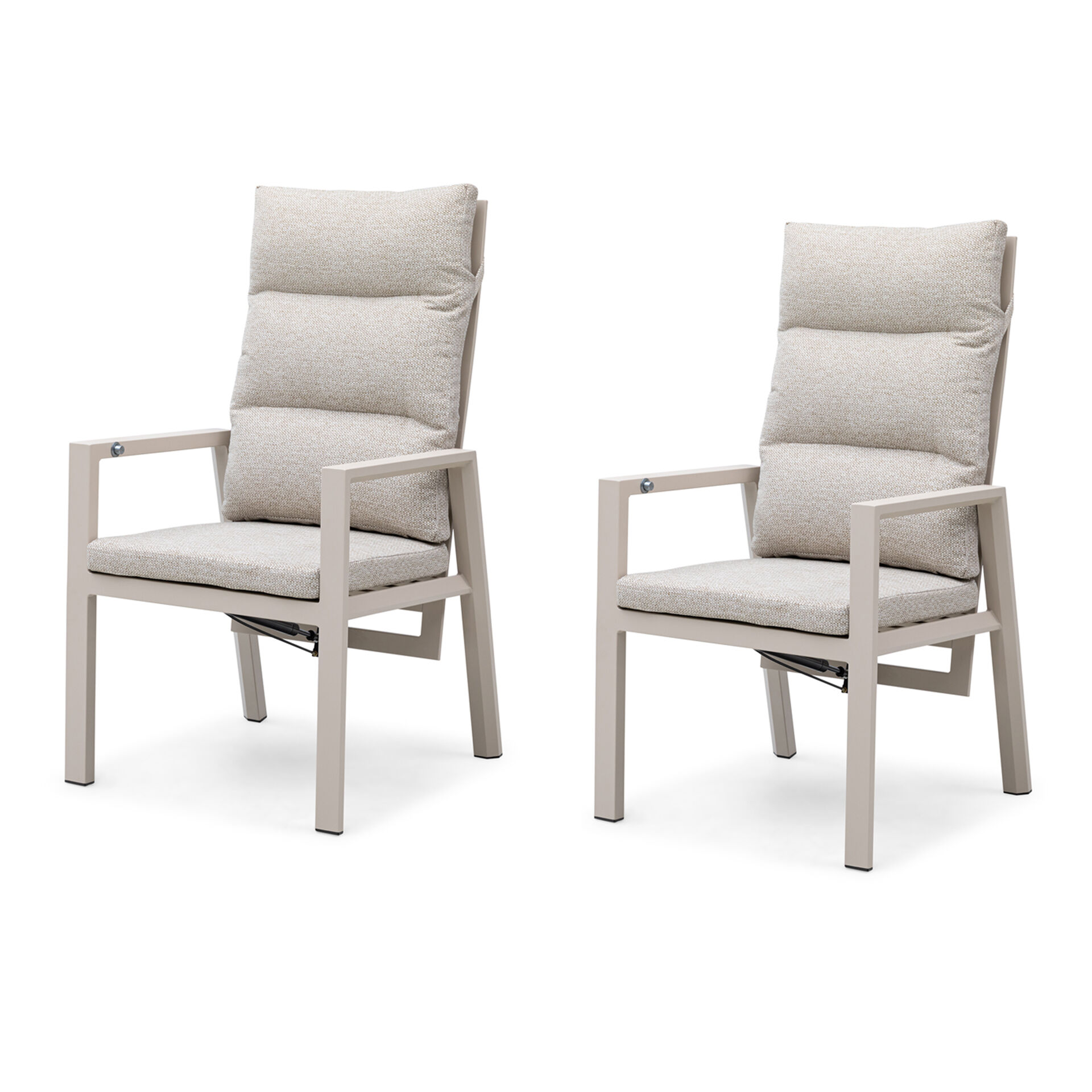 Maze - Pair of Valencia Reclining Aluminium Dining Chairs - Latte ...