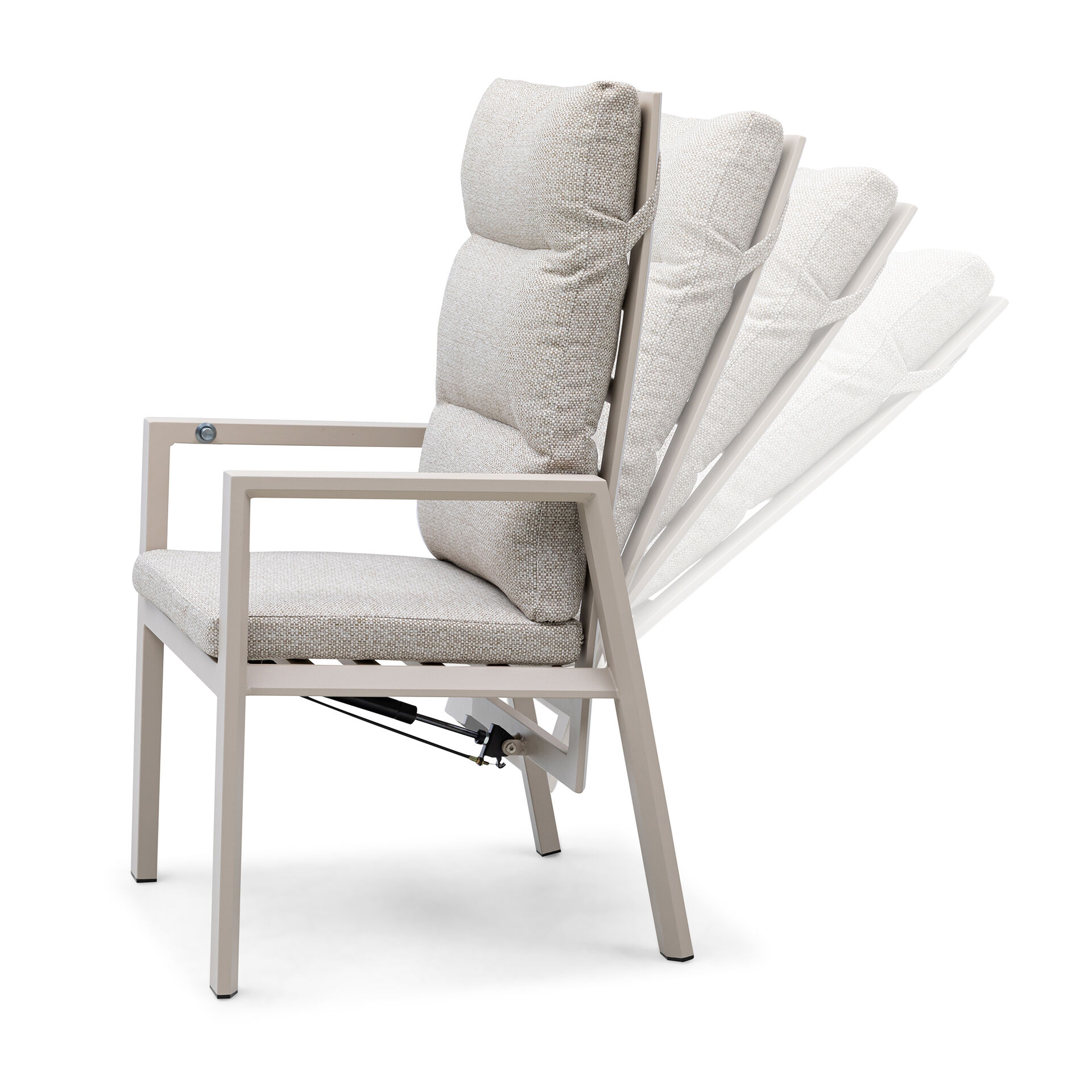 Maze - Pair of Valencia Reclining Aluminium Dining Chairs - Latte ...