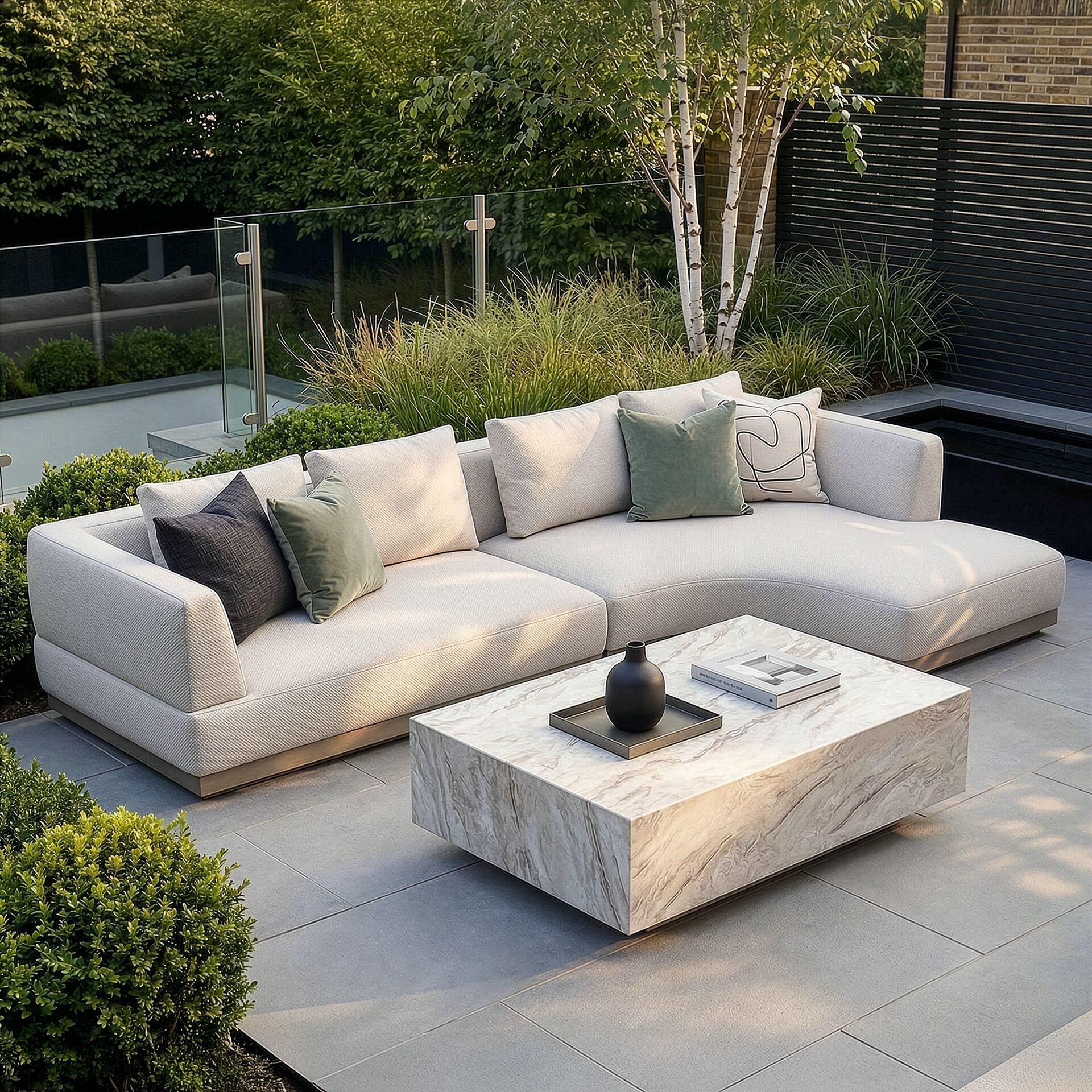 Maze - Outdoor Fabric Lyon Small Corner Sofa Set - Pebble | Maze Living