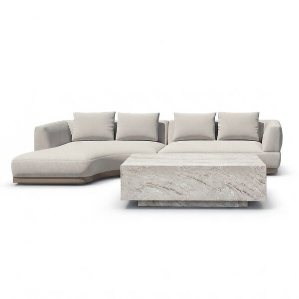 Maze - Outdoor Fabric Lyon Left-Handed Small Corner Sofa Set - Pebble ...