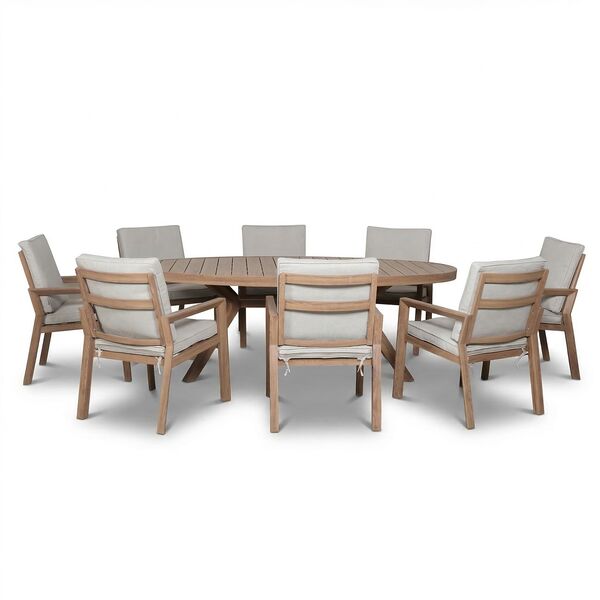 Maze - New York 8 Seat Oval Aluminium Dining Set - Wood Effect | Maze ...