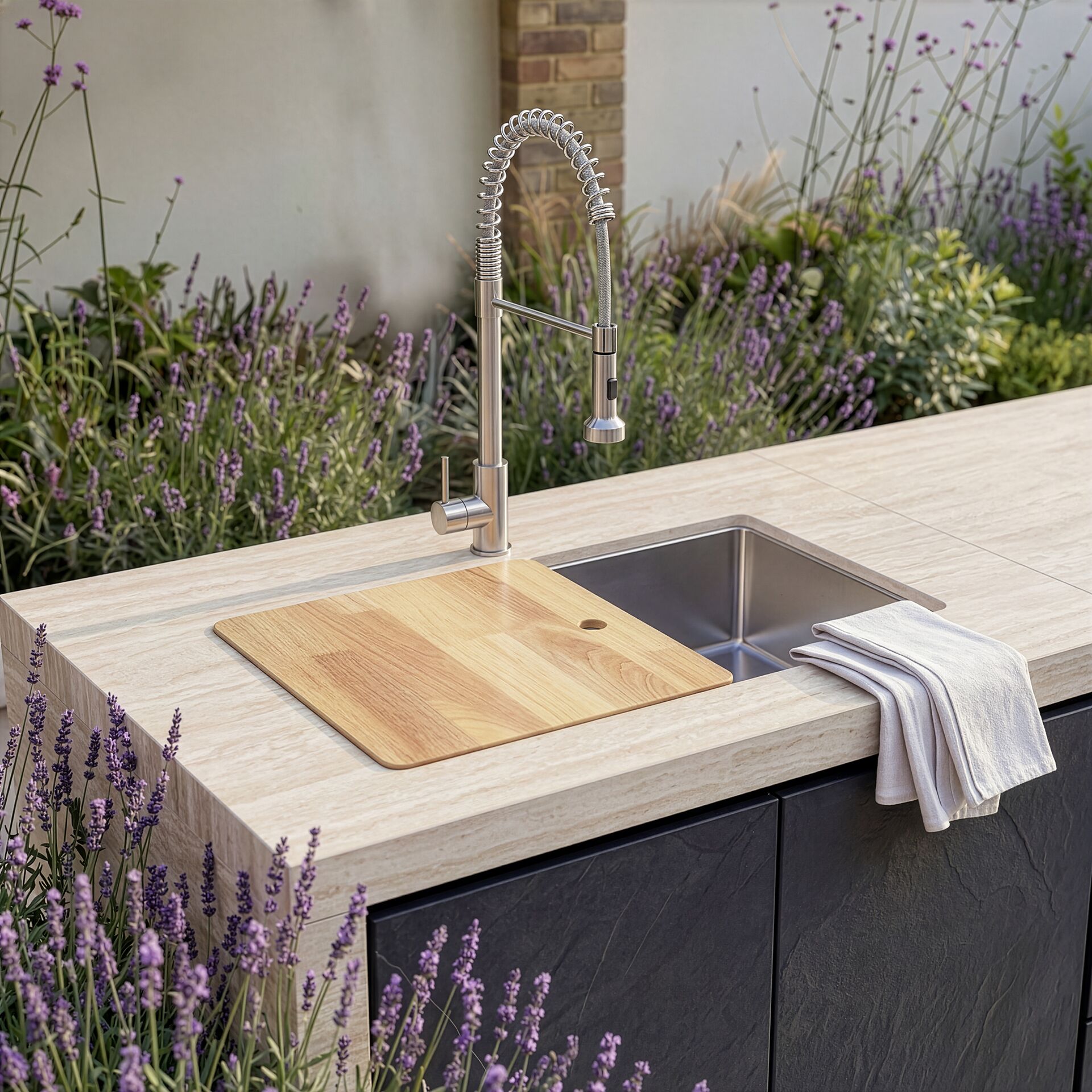 Maze - Monarch Linear Outdoor Kitchen with 4 Burner Gas Grill, Sink and ...