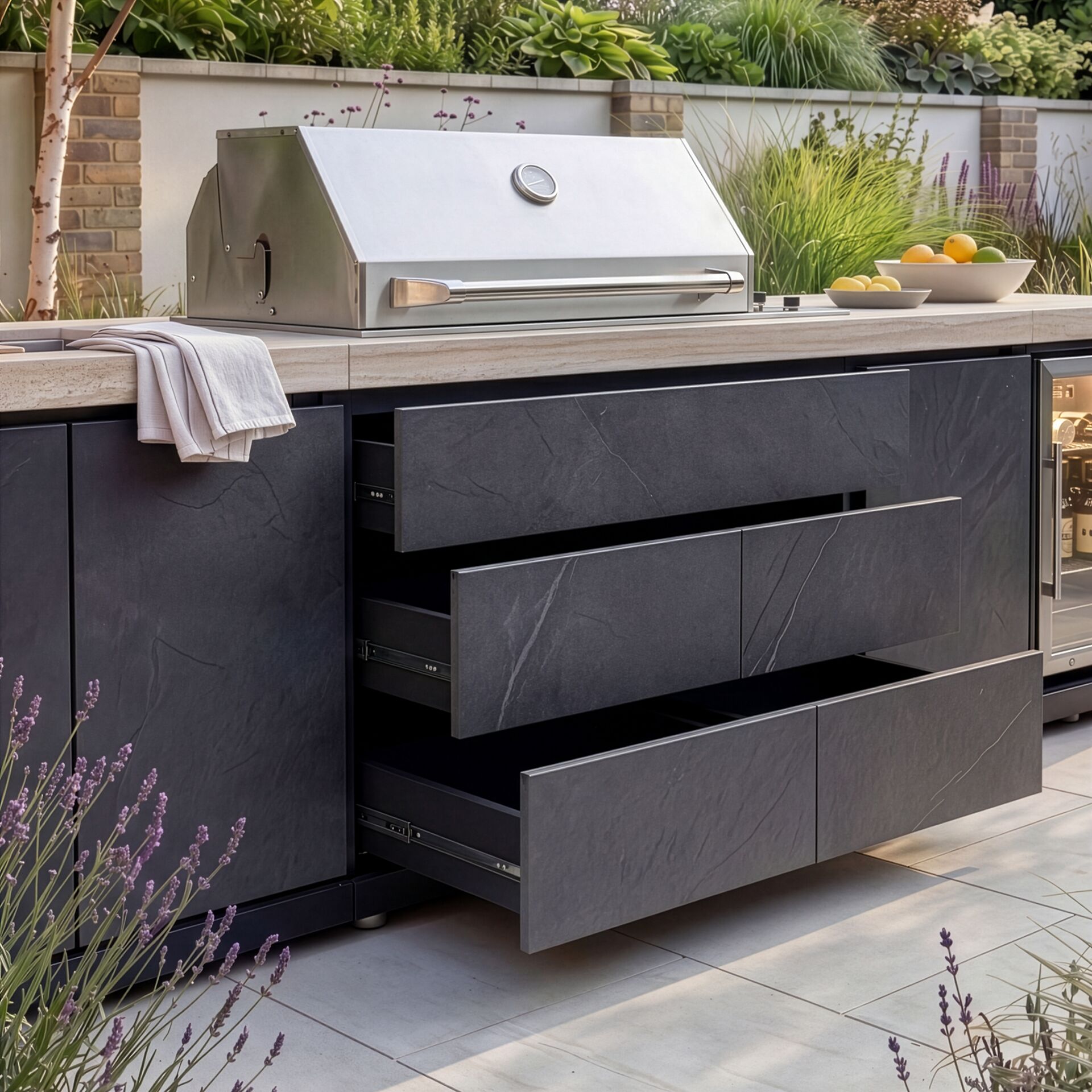 Maze - Monarch Linear Outdoor Kitchen with 4 Burner Gas Grill, Sink and ...