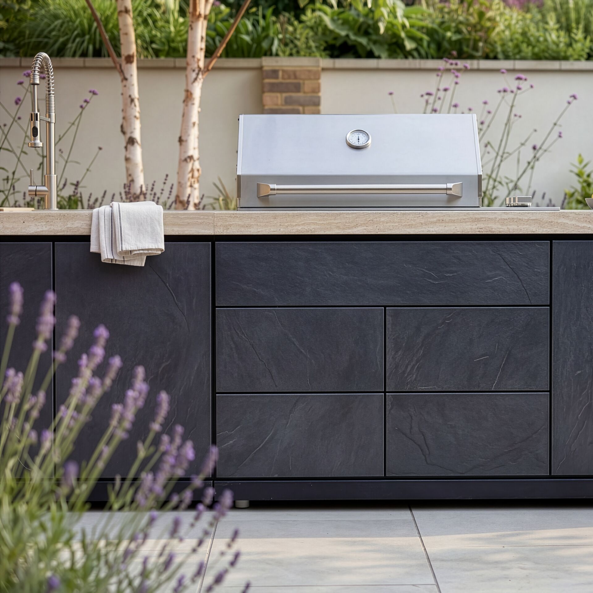 Maze - Monarch Linear Outdoor Kitchen with 4 Burner Gas Grill, Sink and ...