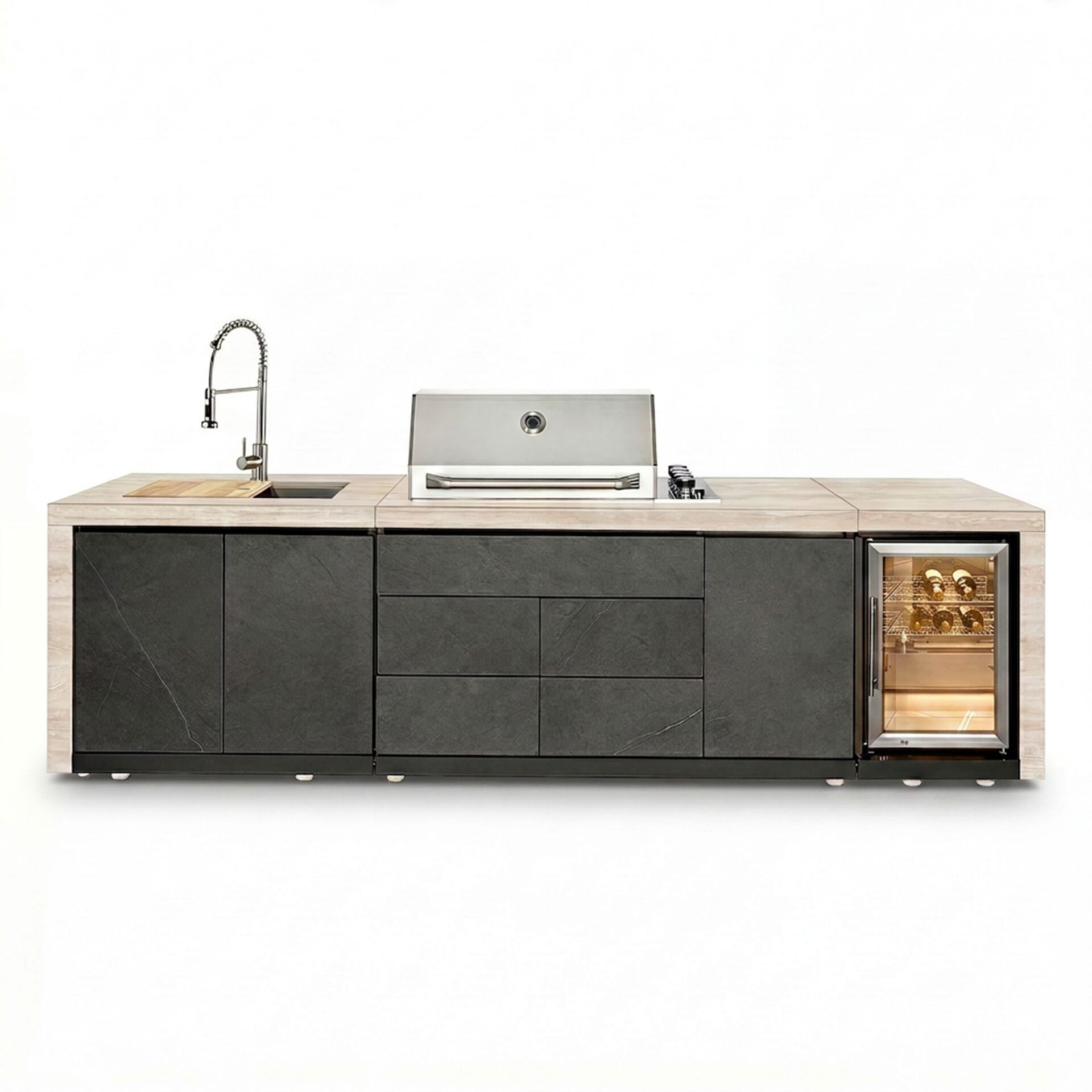 Maze - Monarch Linear Outdoor Kitchen with 4 Burner Gas Grill, Sink and ...