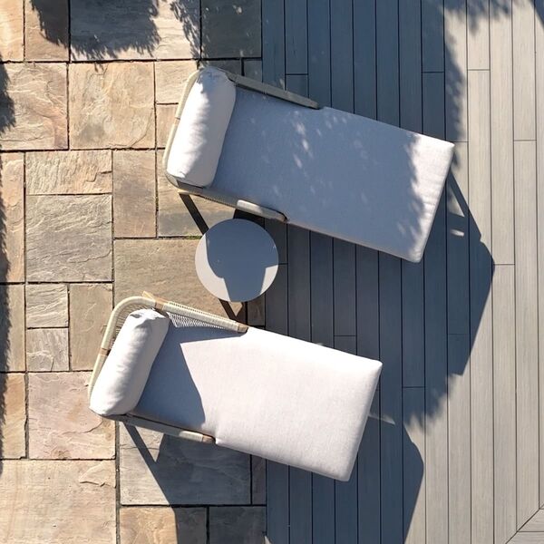Maze - Martinique Rope Weave Double Sunlounger Set with Round Coffee ...