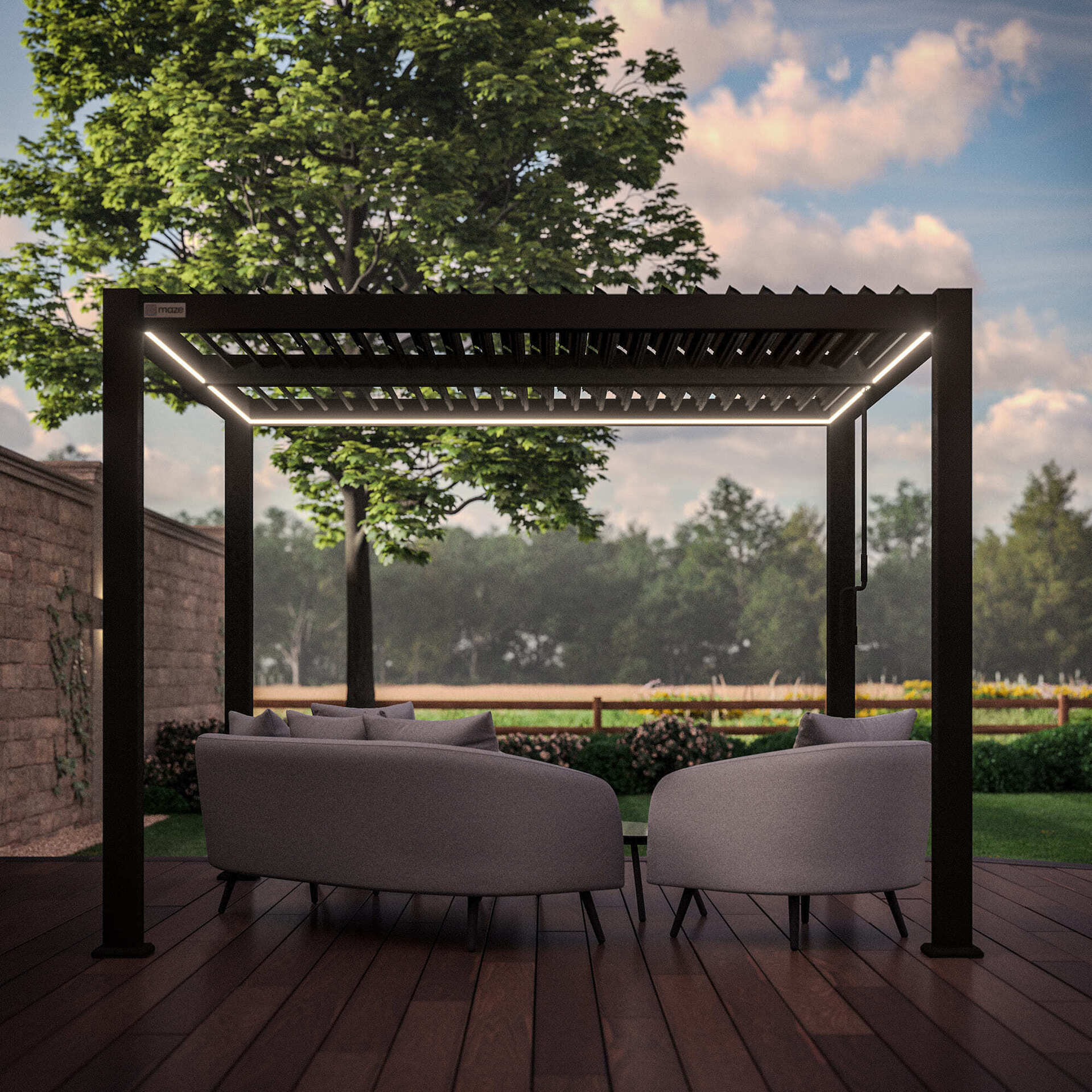Maze - Como 4m x 4m Aluminium Metal Outdoor Garden Pergola - Grey ...