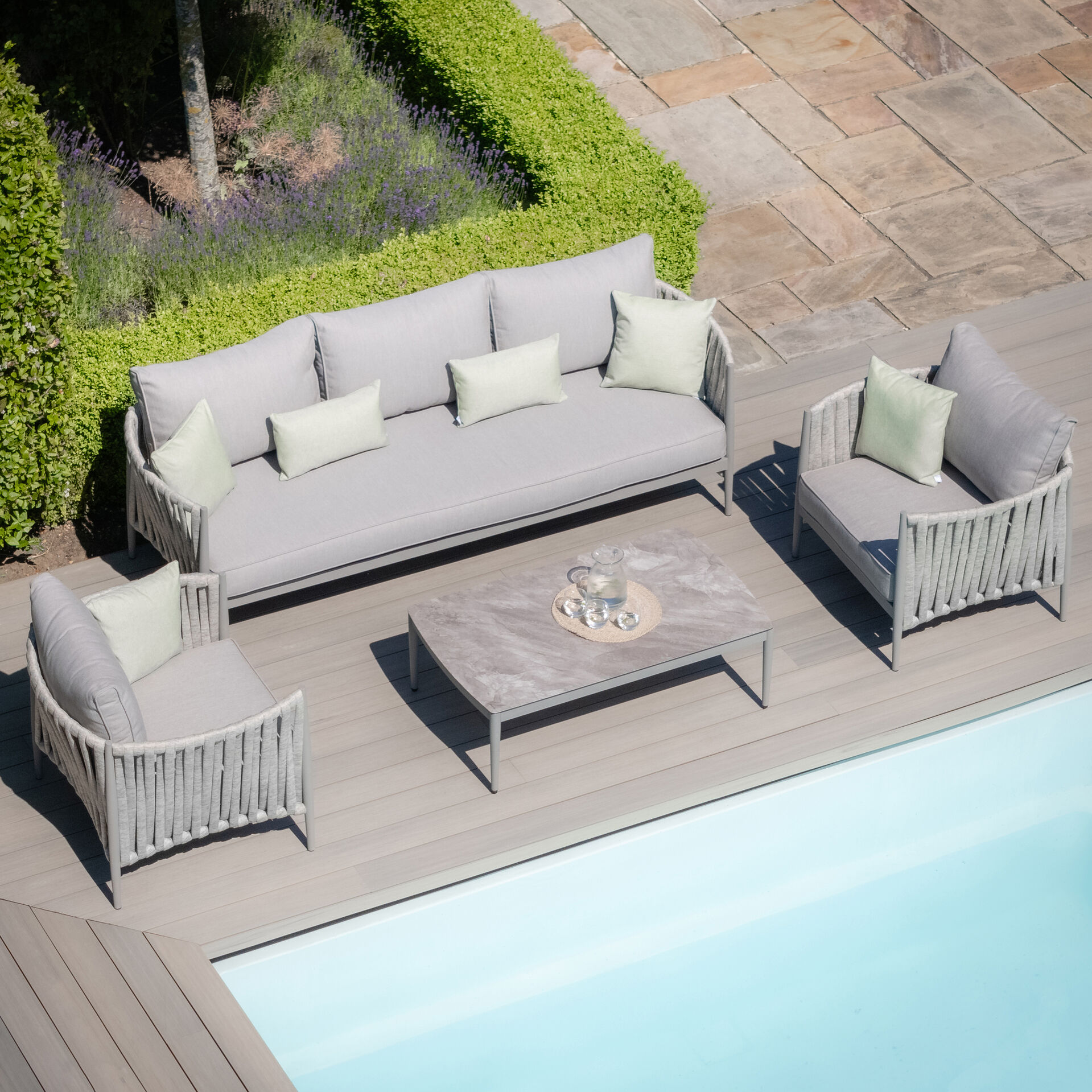 Maze - Milan Rope Weave 6 Seat Oval Dining Set with Lazy Susan - Cool ...