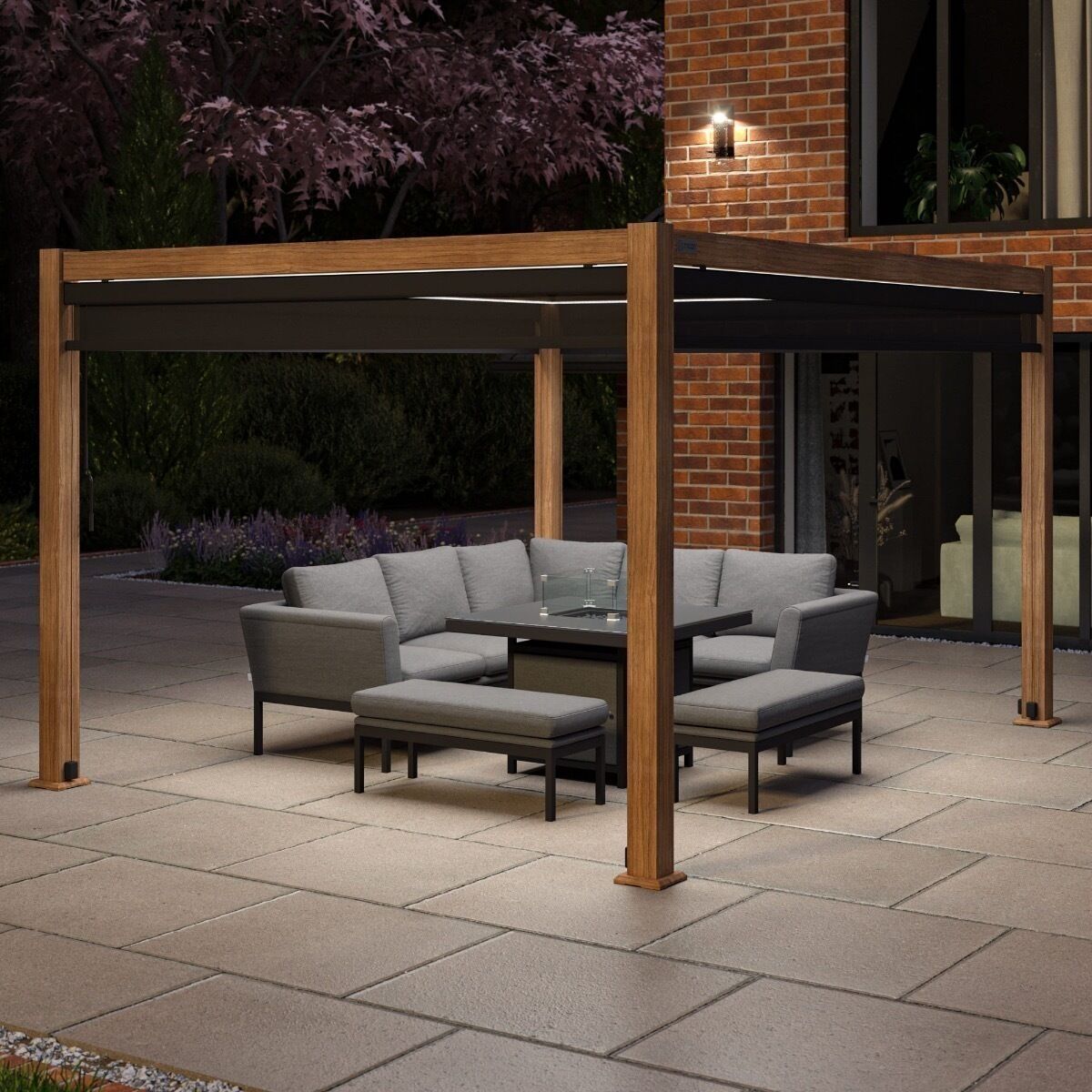 Maze - Como 3m x 3m Aluminium Metal Outdoor Garden Pergola - Grey ...
