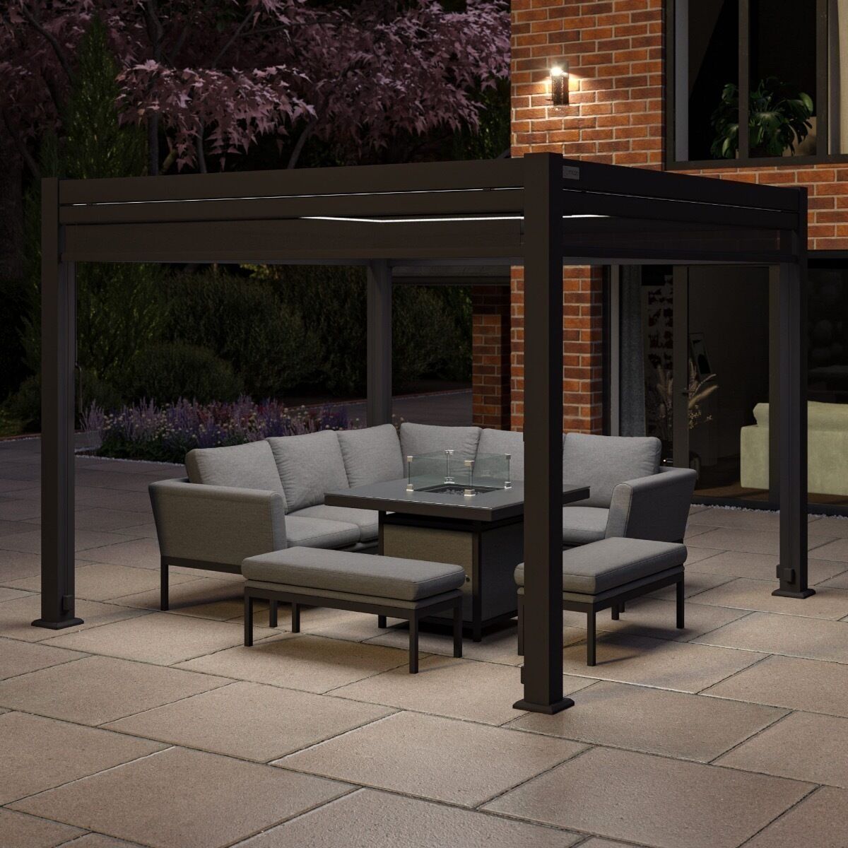 Maze - Como 7.8m x 4m Aluminium Metal Outdoor Garden Pergola - Grey ...