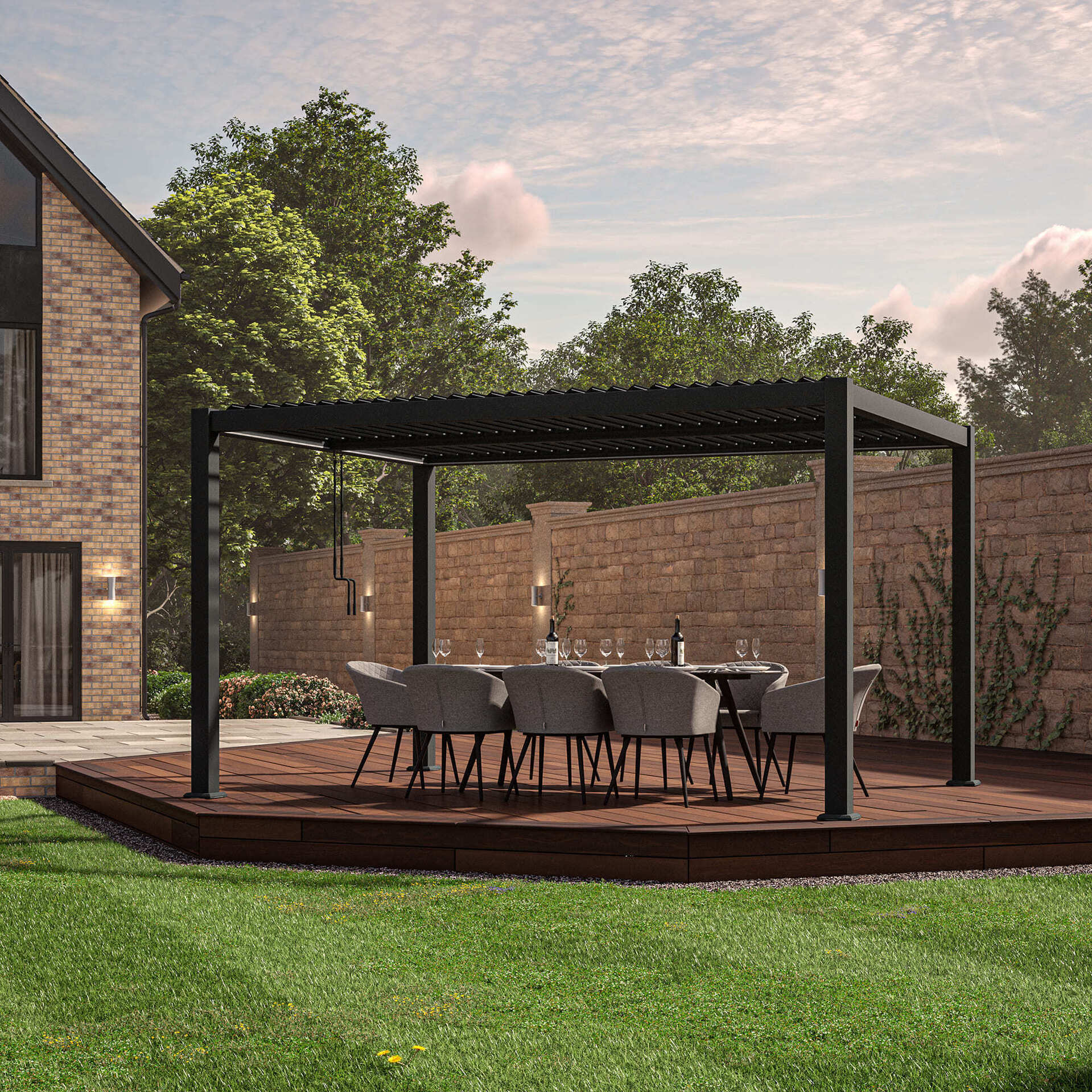 Maze - Como 7.8m x 4m Aluminium Metal Outdoor Garden Pergola - Grey ...