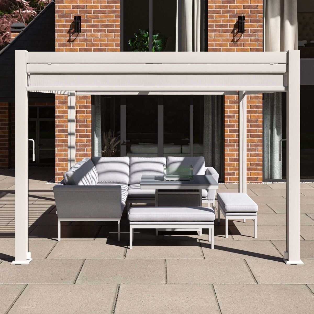 Maze - Como 4m x 4m Aluminium Metal Outdoor Garden Pergola - Grey ...